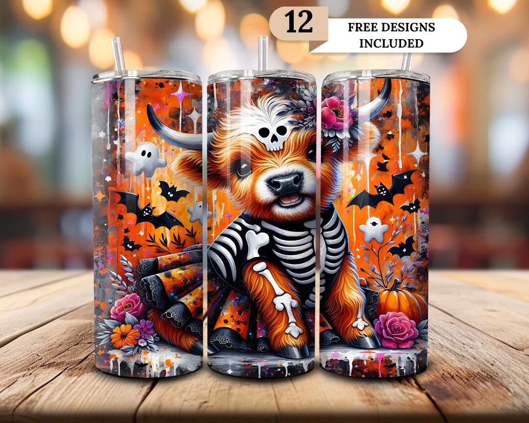 Baby Highlander Halloween Tumbler Wrap, Cute Highland Cow Tumbler ...