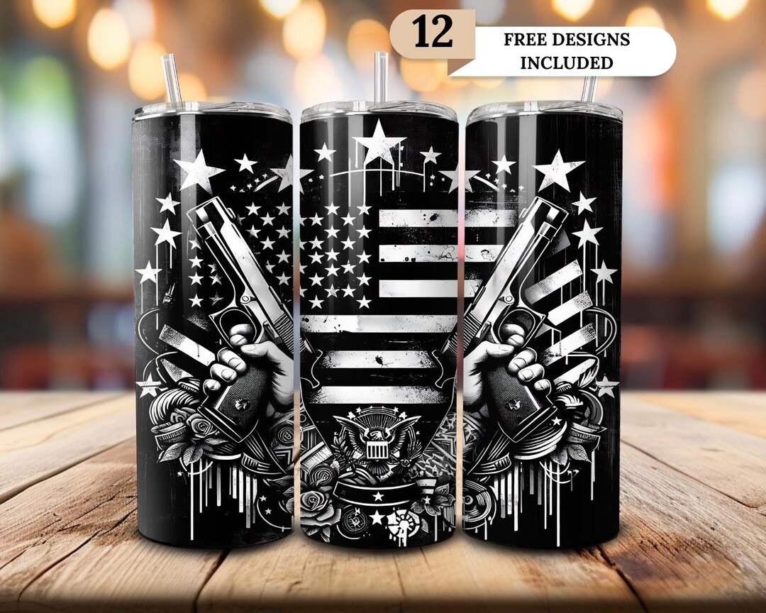 Pistol 20oz Sublimation Tumbler Design, 2nd Amendment Design, Gun PNG ...