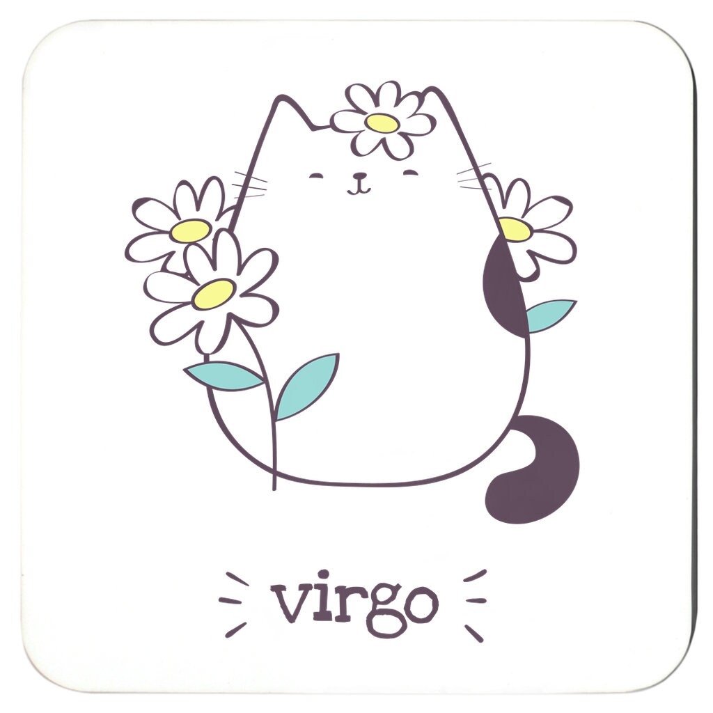 Cat Horoscope Signs Coaster Set of 6, Zodiac Cat Cute Coasters ...