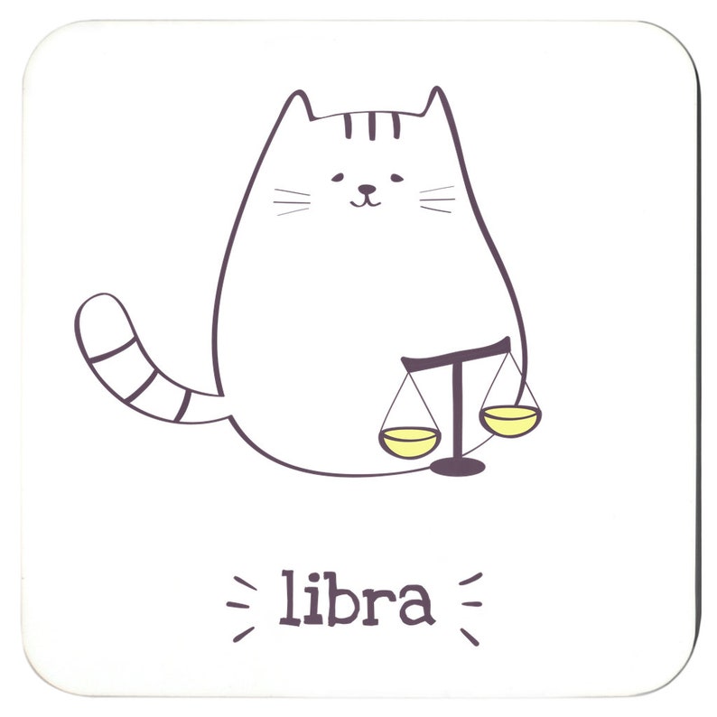 Cat Horoscope Signs Coaster Set of 6, Zodiac Cat Cute Coasters ...