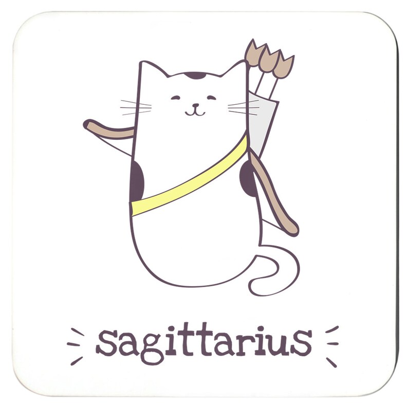 Cat Horoscope Signs Coaster Set of 6, Zodiac Cat Cute Coasters ...