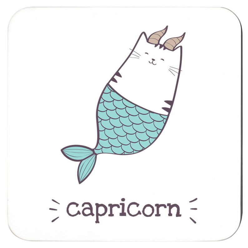 Cat Horoscope Signs Coaster Set of 6, Zodiac Cat Cute Coasters ...