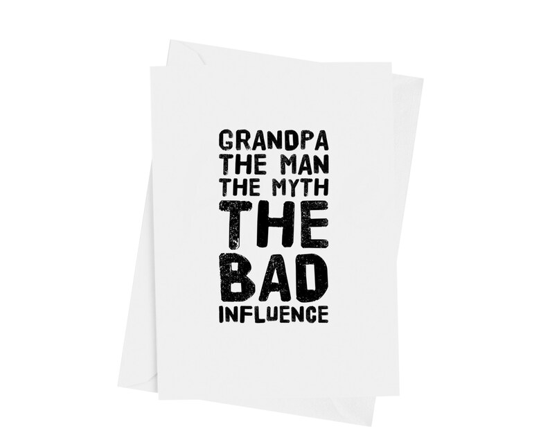 Grandpa Birthday Card Funny Fathers Day Bad Influence - Etsy