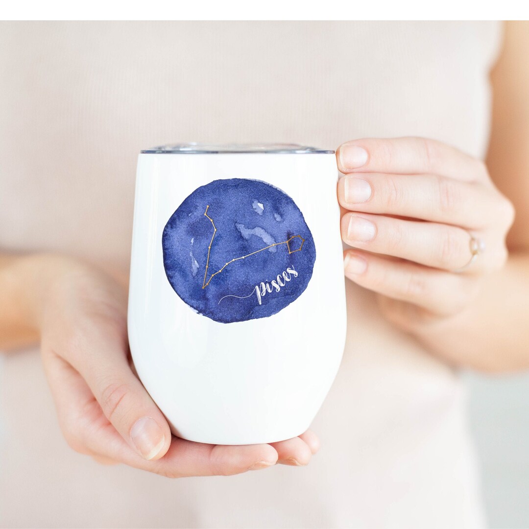 Pisces Mug, Zodiac Gift, Constellation Tumbler Cup, March Birthday ...