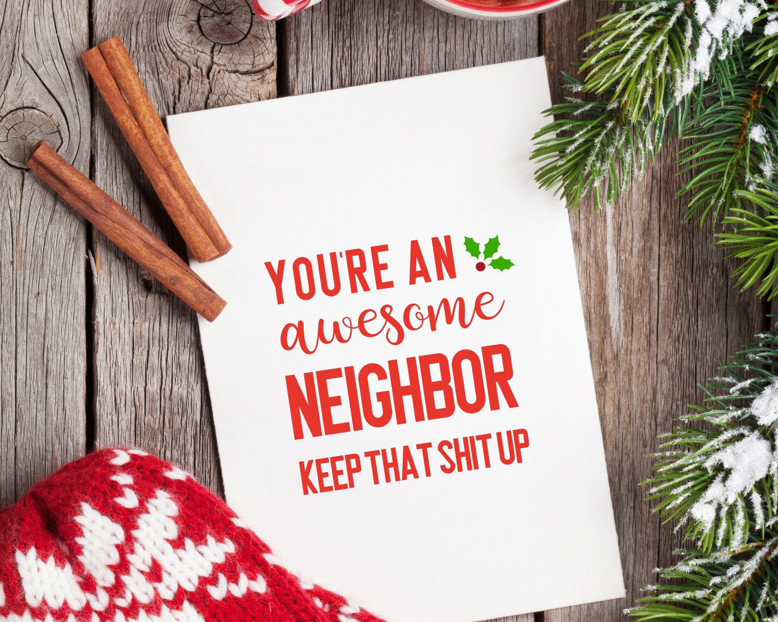 Neighbor Card Funny Christmas Card You're an Awesome - Etsy