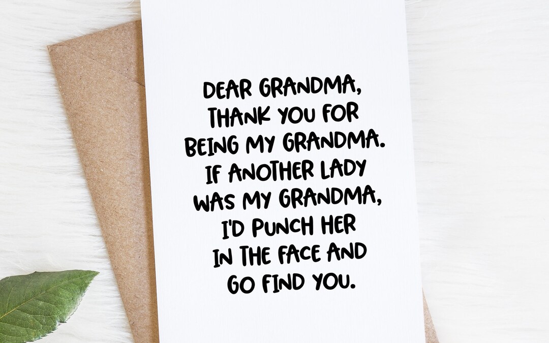 Funny Grandma Birthday Card, to Grandmother From Grandson or ...