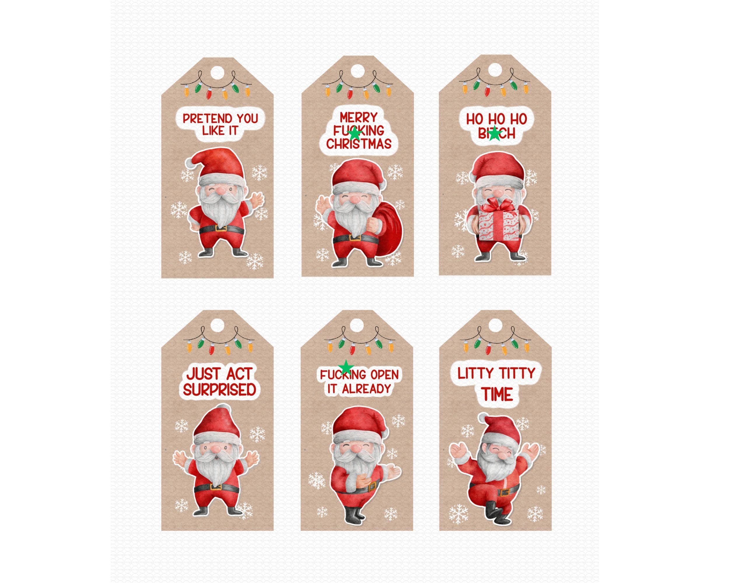 Funny Christmas Gift Tags, Printable Holiday Gift Tag, Bad Naughty ...