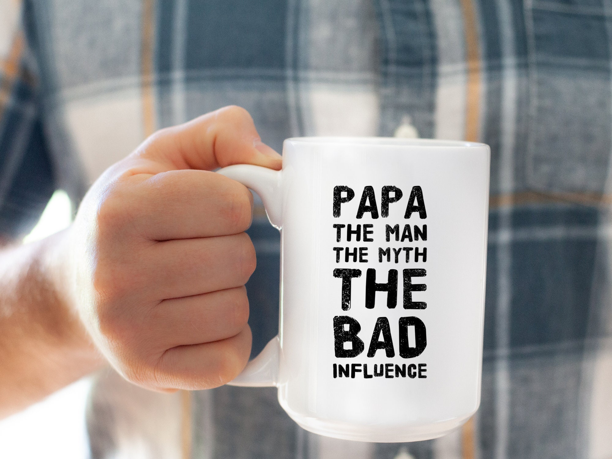 Papa Gift, Funny Fathers Day, Bad Influence, Sarcastic Coffee Mug ...