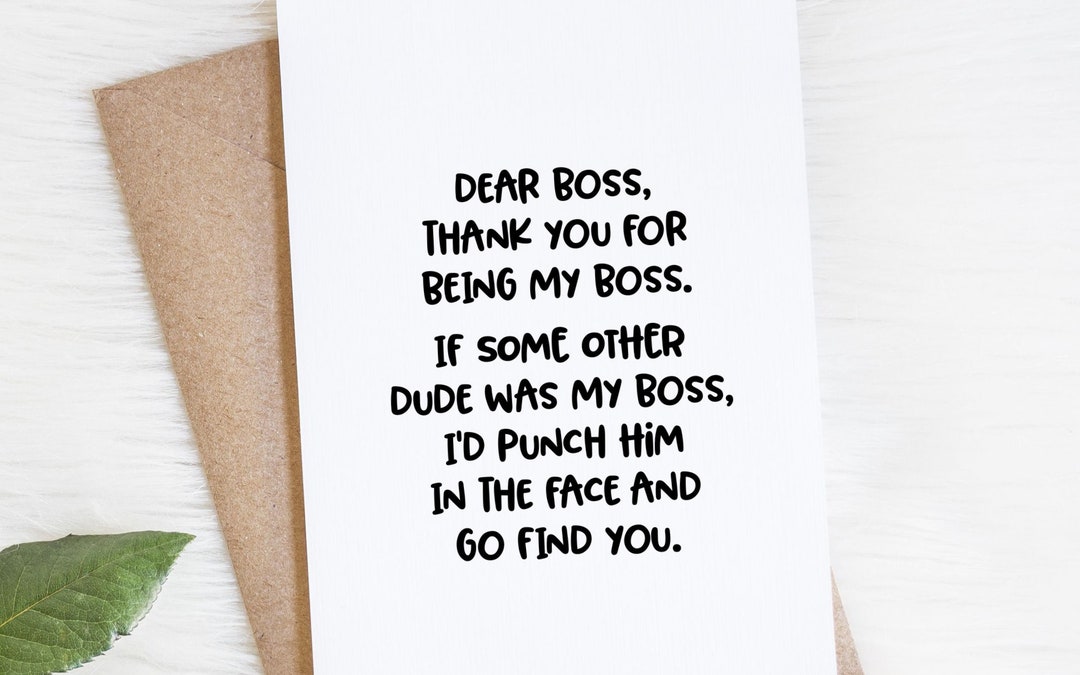 Boss Card, Funny Boss's Day Message, Birthday Gift for Male From ...