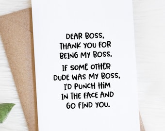 Boss Day Card From Assistant Funny Gag Gift | Etsy