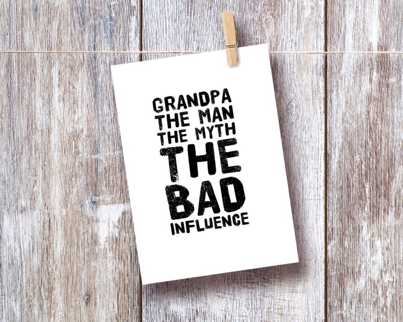 Grandpa Birthday Card Funny Fathers Day Bad Influence - Etsy