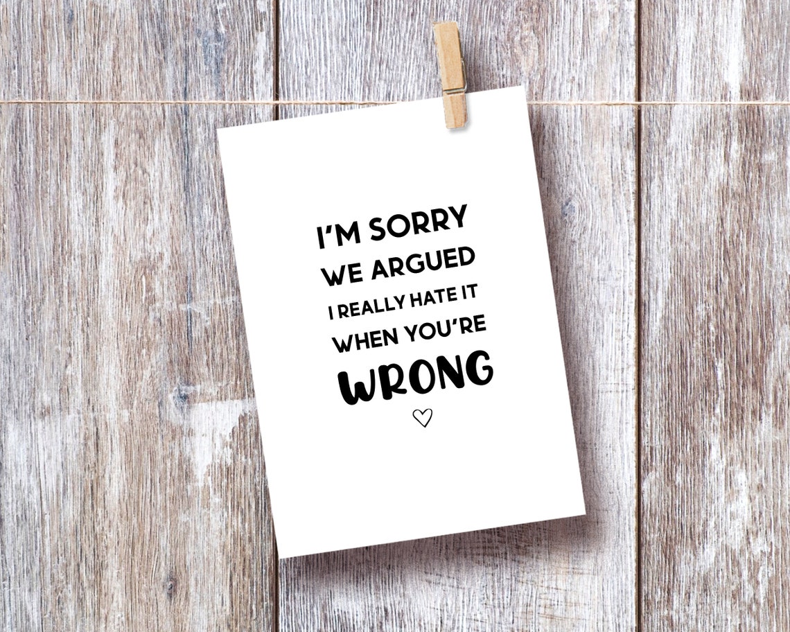Sorry Card Apology Card I'm Sorry We Argued Funny - Etsy