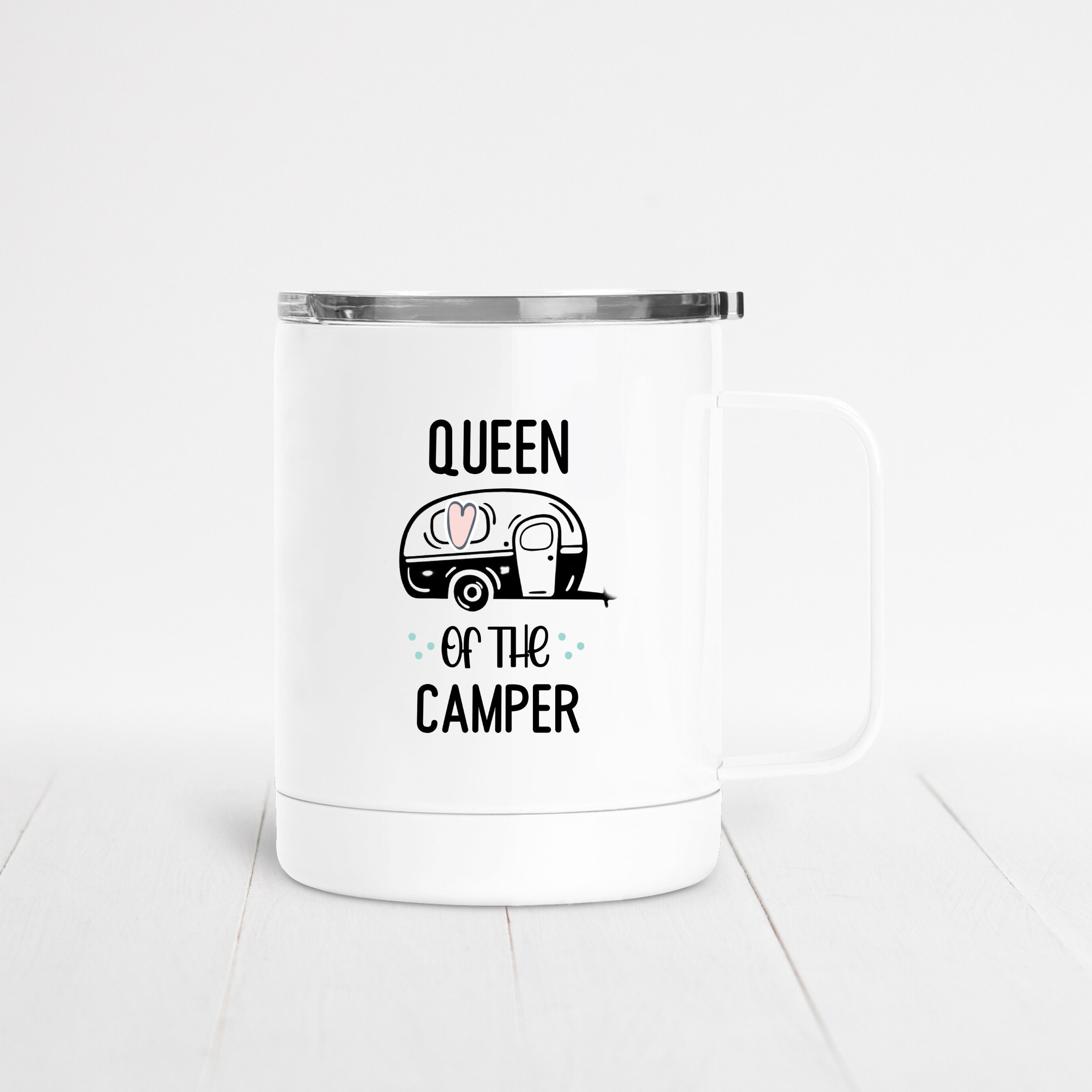 Funny Camping Mug for Women, Queen of the Camper, Travel Coffee Cup ...