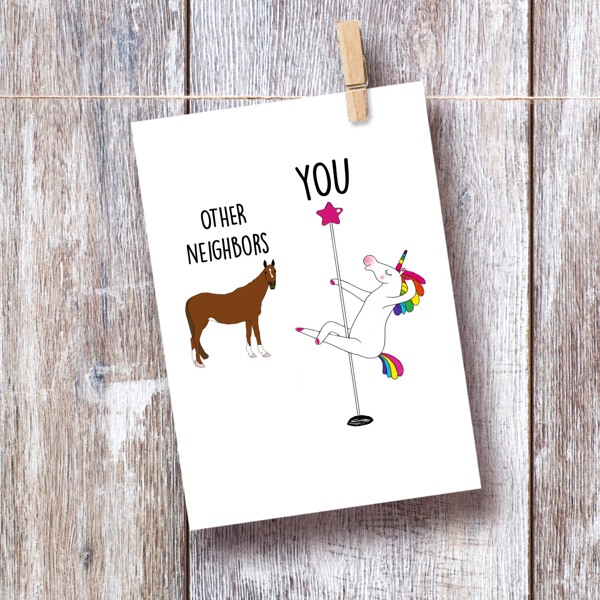 Neighbor Card Moving Away Funny Greeting Card Unicorn Pole - Etsy
