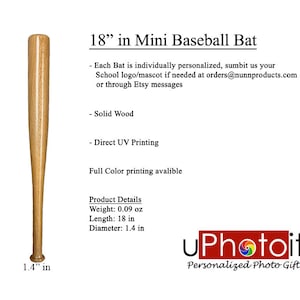 Personalized 18"in Mini Baseball Bat, Bat With Image or School Logo ...