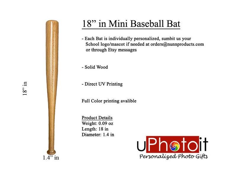 Personalized 18in Mini Baseball Bat Bat With Image or - Etsy
