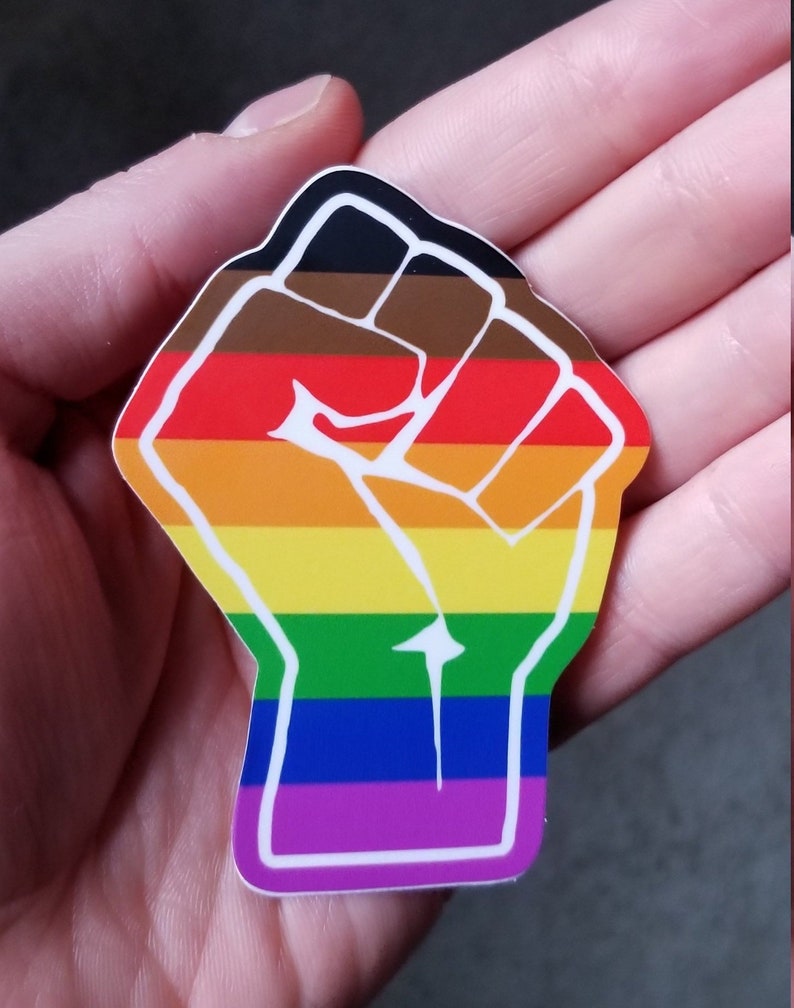Lgbtq Gay Pride Flag Resist Fist Vinyl Sticker Decal Etsy España