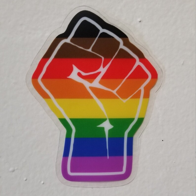 Lgbtq Gay Pride Flag Resist Fist Vinyl Sticker Decal Etsy España