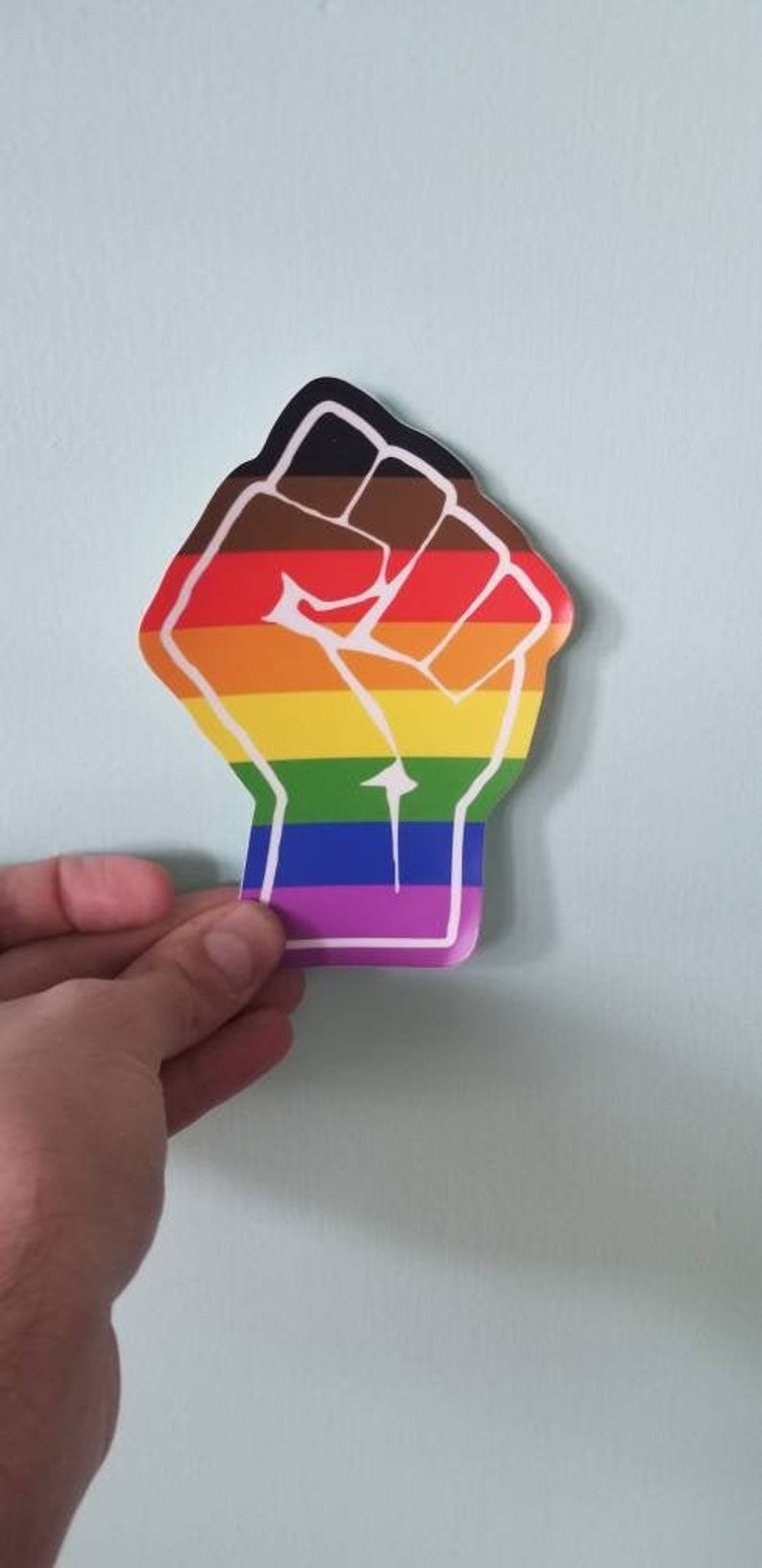 Lgbtq Resist Fist Bumper Sticker Gay Pride Rainbow Flag Etsy