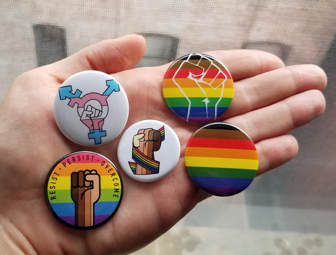LGBTQ Pride Button 5 Pack Trans Flag Rainbow Buttons Queer Art ...