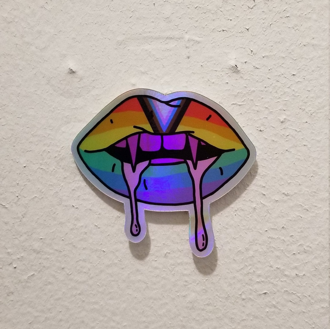 Holographic Progress Pride Vampire Fangs Vinyl Sticker Decal - Etsy