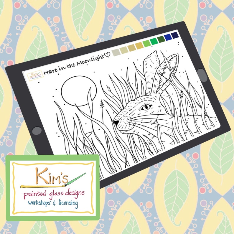 Coloring Page, Procreate PNG Hare in the Moonlight - Etsy