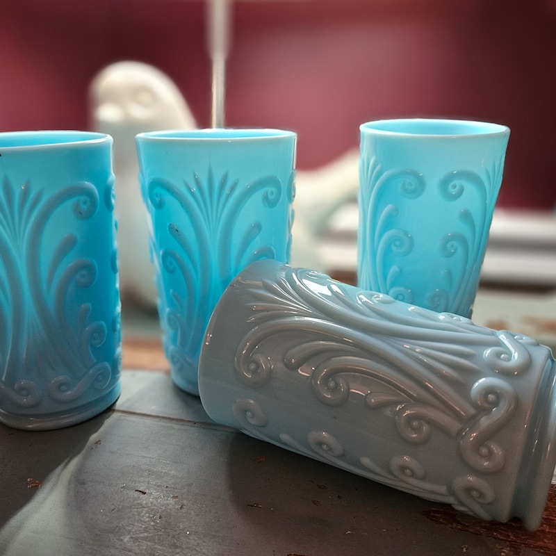 Turquoise Milk Glass - Etsy