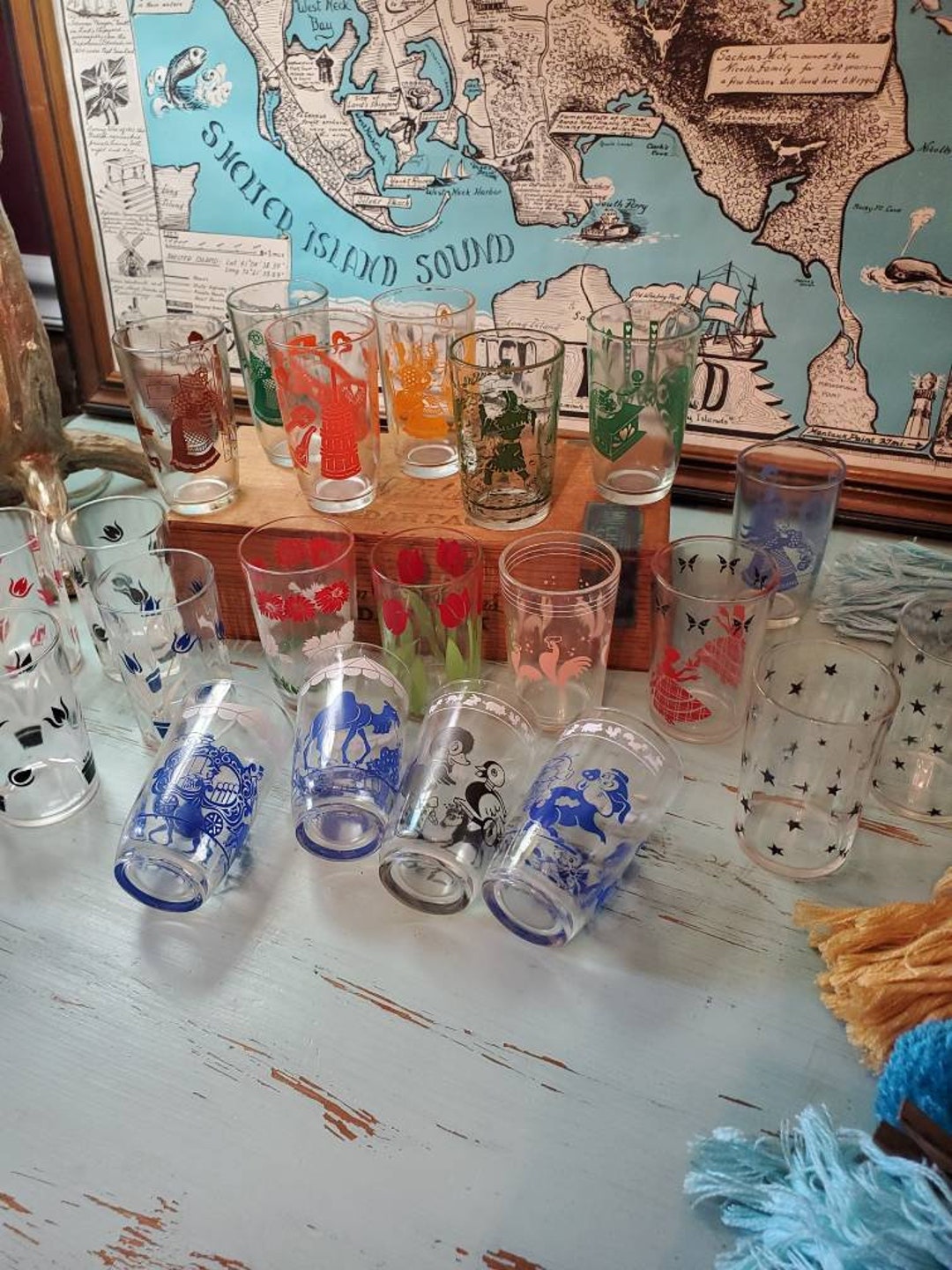 Vintage 1950s Swanky Swig Lot of 22 Colorful Glasses Tulips Kiddie ...