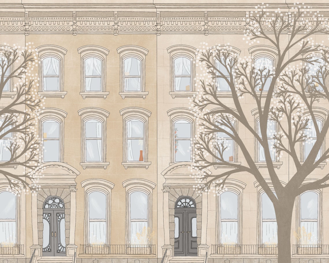 Art Print New York | Brownstone Architecture | City Home Decor | Travel ...