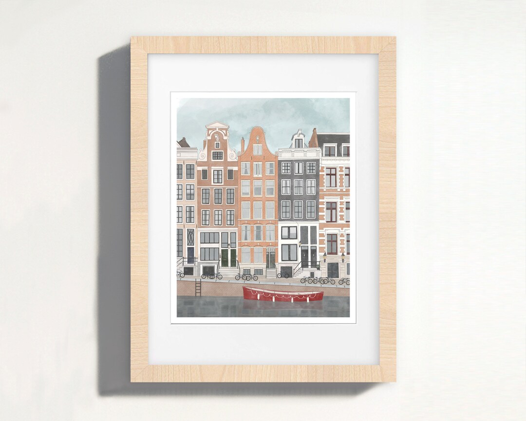 Amsterdam Art Print | Dutch Illustration | 8x10 Print | Travel Wall Art ...