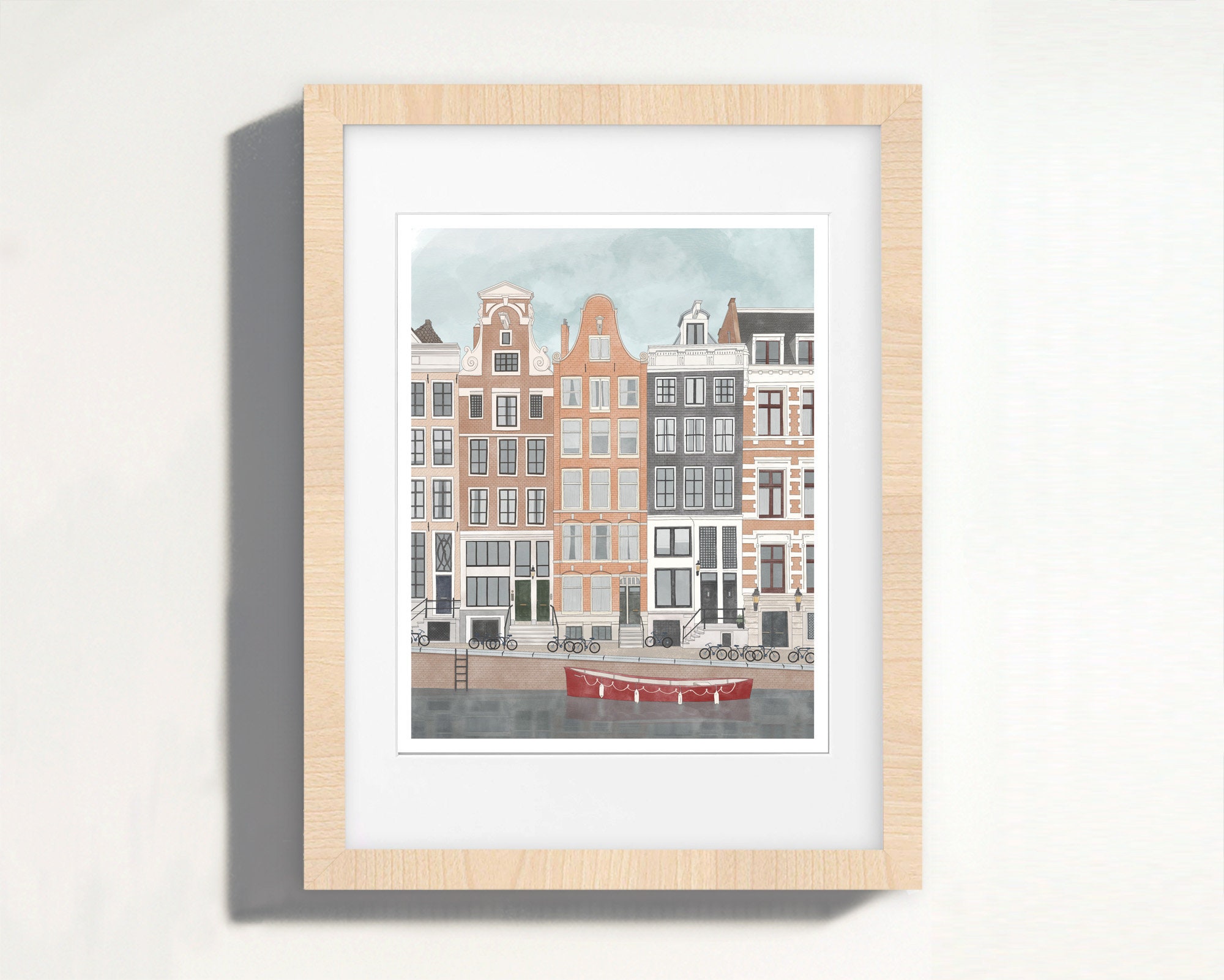 Amsterdam Art Print Dutch Illustration 8x10 Print Travel - Etsy