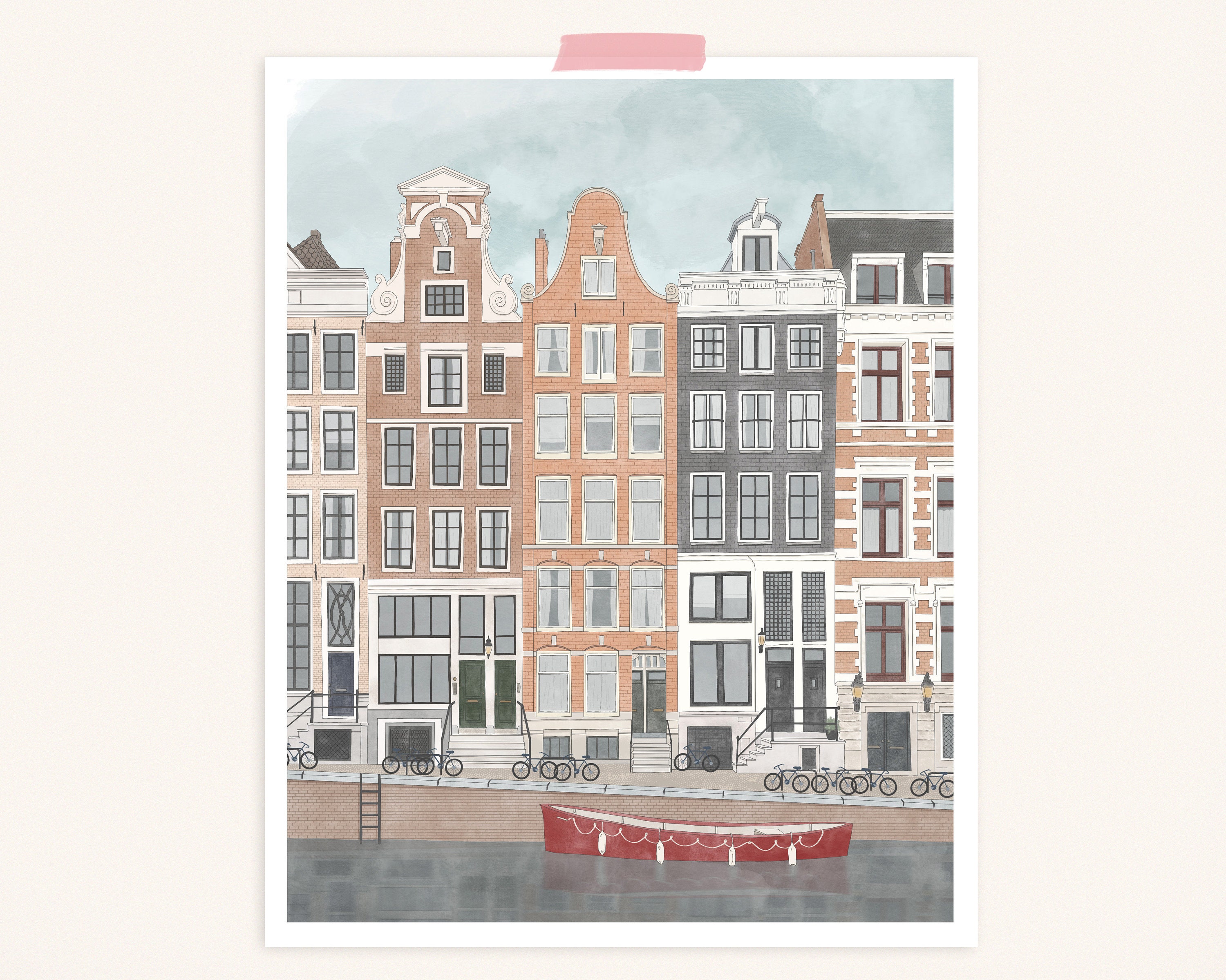 Amsterdam Art Print Dutch Illustration 8x10 Print Travel - Etsy