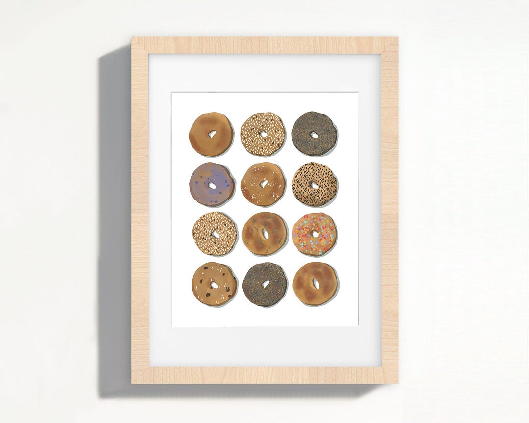 Bagels Fine Art Print | Gift for Bagel Lover | New York Bagels ...
