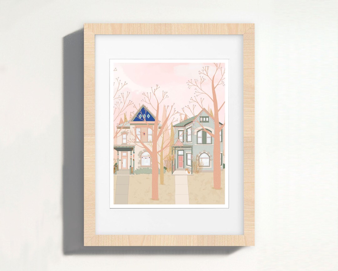 Victorian Houses | 8x10 Wall Art | Illustrated Print | Cozy ...