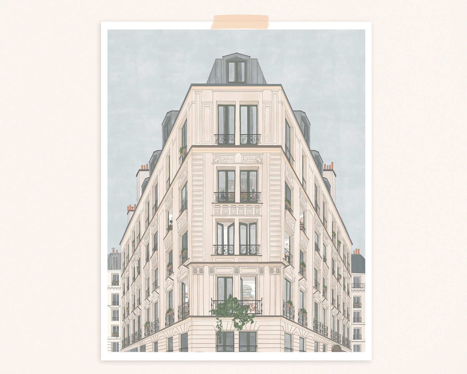 Parisian Apartment French Illustration Architectural Print - Etsy