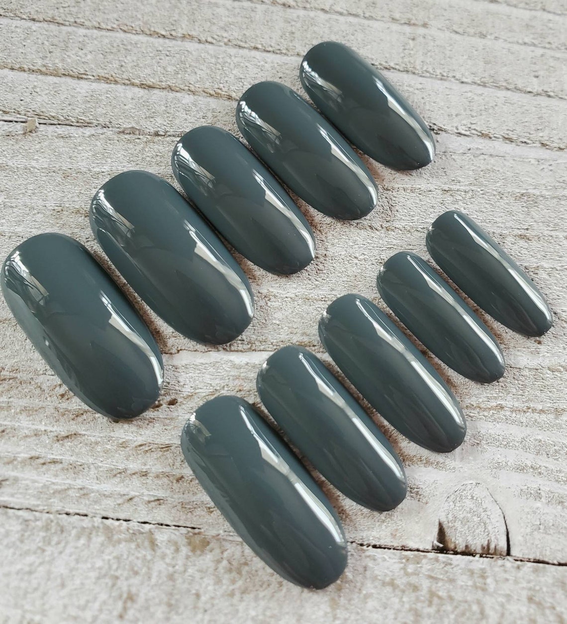 Stone Gray fake nails press on nails false nails faux | Etsy