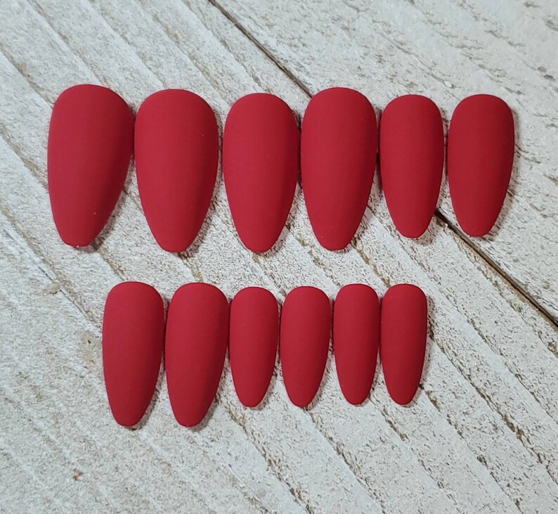 Candy Apple Red Fake Nails Press on Nails False Nails Faux - Etsy