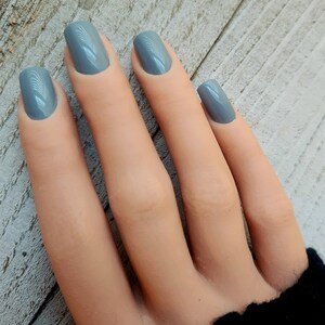 Full Set - Steel Gray Press on Nails. Handmade Reusable Fake Nails ...