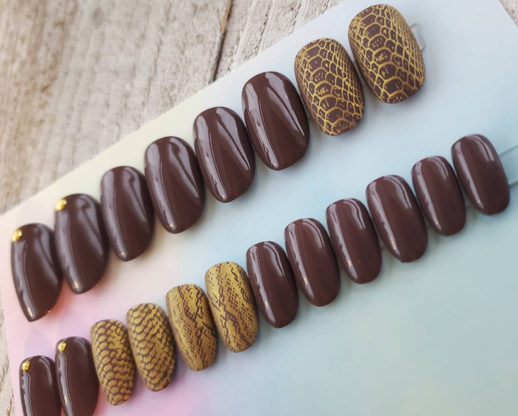 Gold Snake Skin Press on Nails. Fake Nails Faux Nails False - Etsy