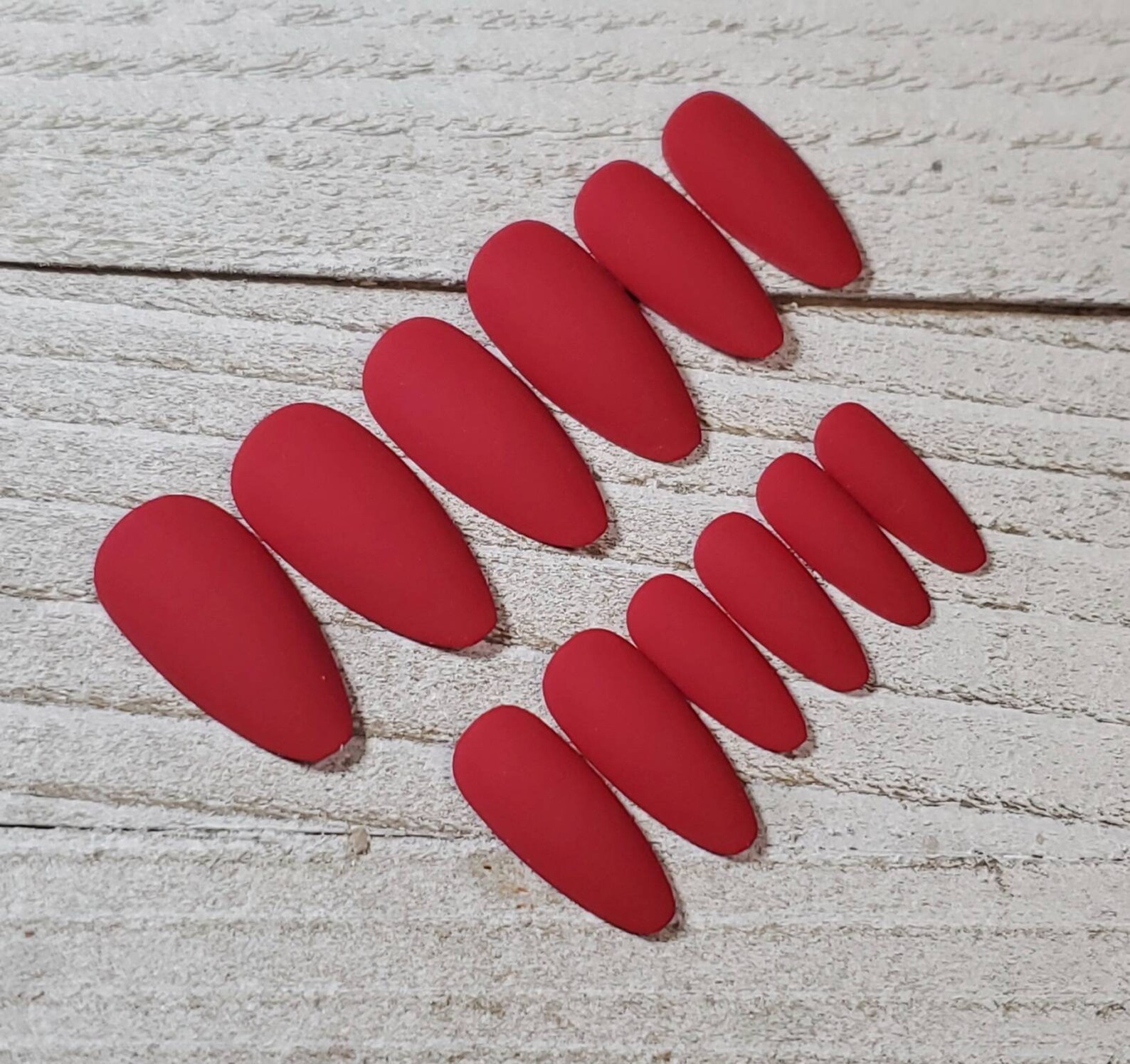 Candy Apple Red Fake Nails Press on Nails False Nails Faux - Etsy
