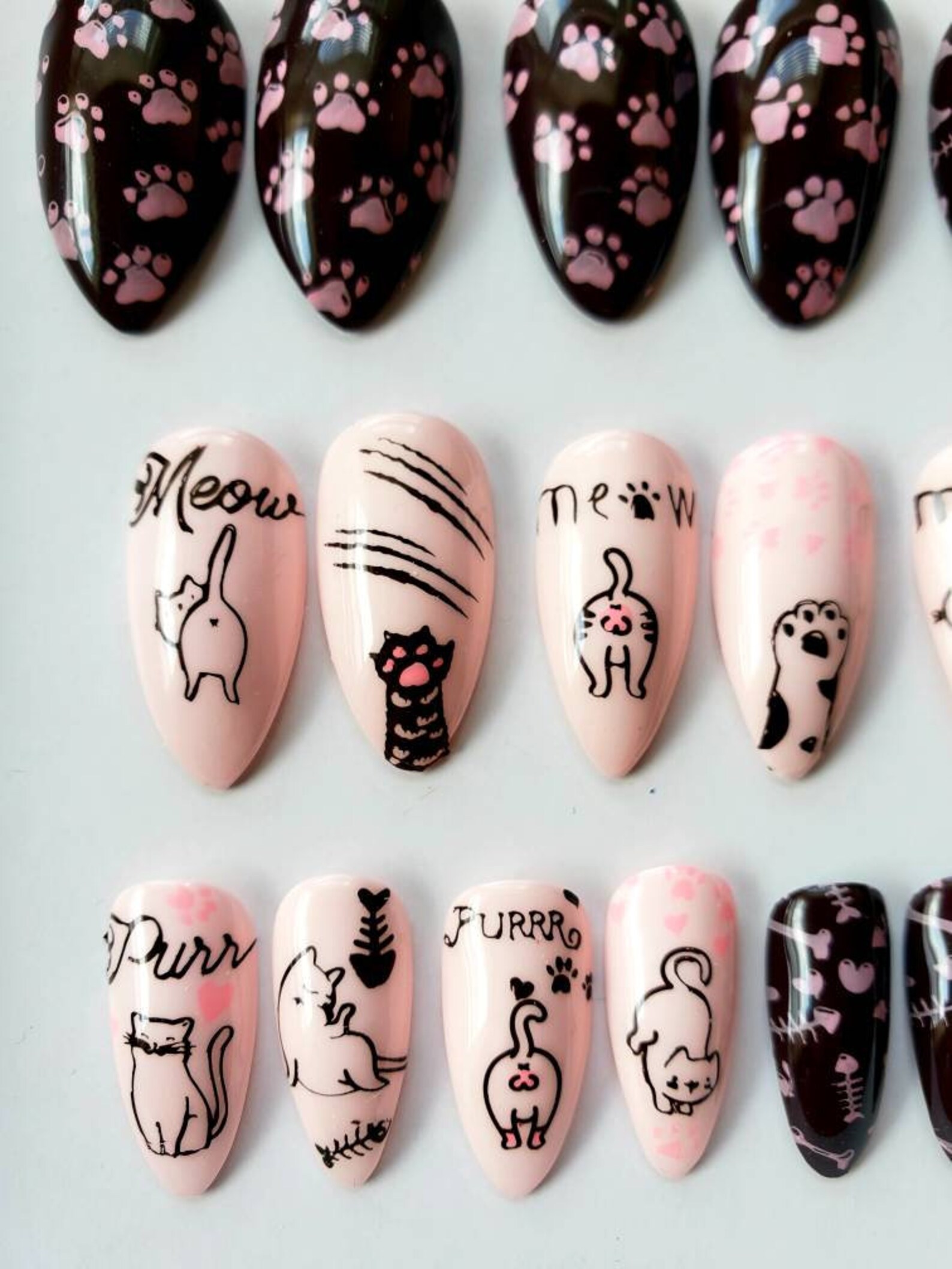 Cats Fake Nails Press on Nails False Nails Faux Nails. Cat | Etsy