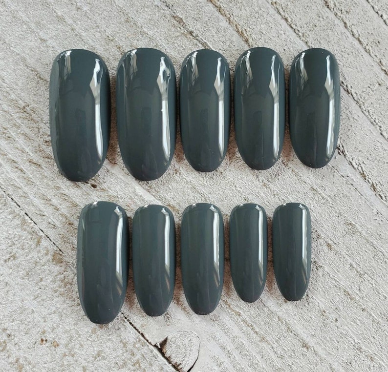 Stone Gray fake nails press on nails false nails faux | Etsy