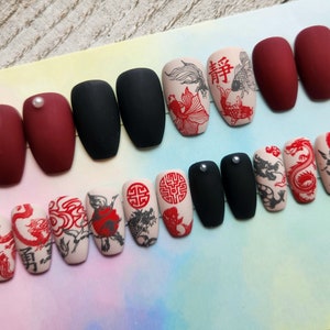 Chinese Painting Inspired Press on Nails. Fake|false|faux Nails ...