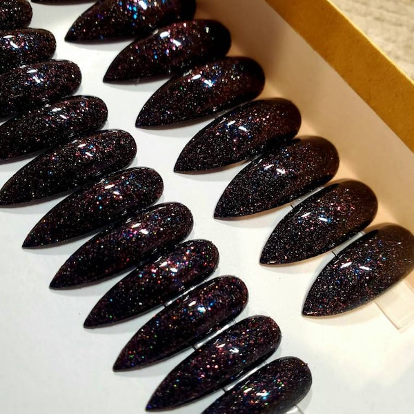 Glitter Fake Nails - Etsy