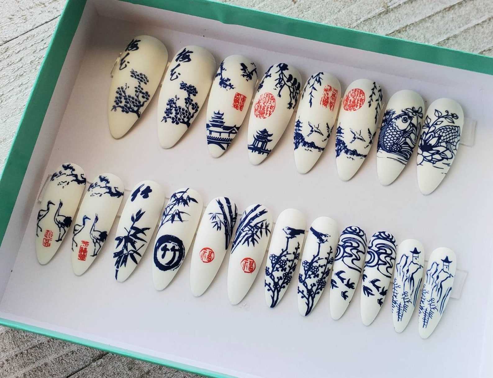 Chinese Porcelain Nails, Fake Nails, Press on Nails. Chinese Tea Pot ...