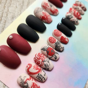 Chinese Painting Inspired Press on Nails. Fake|false|faux Nails ...