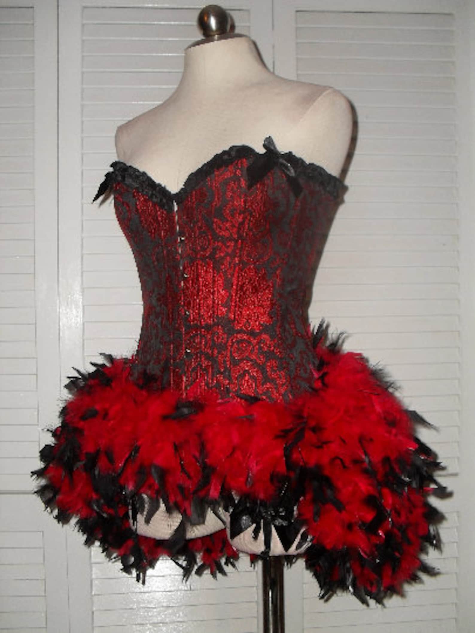 Red Pink Vegas Showgirl Burlesque Pride Parade Costume Corset Feather ...