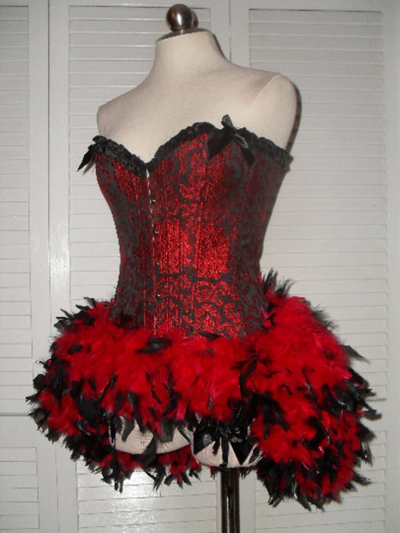 Red Pink Vegas Showgirl Burlesque Pride Parade Costume Corset Feather ...