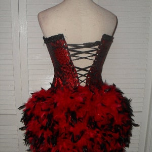 Red Pink Vegas Showgirl Burlesque Pride Parade Costume Corset Feather ...