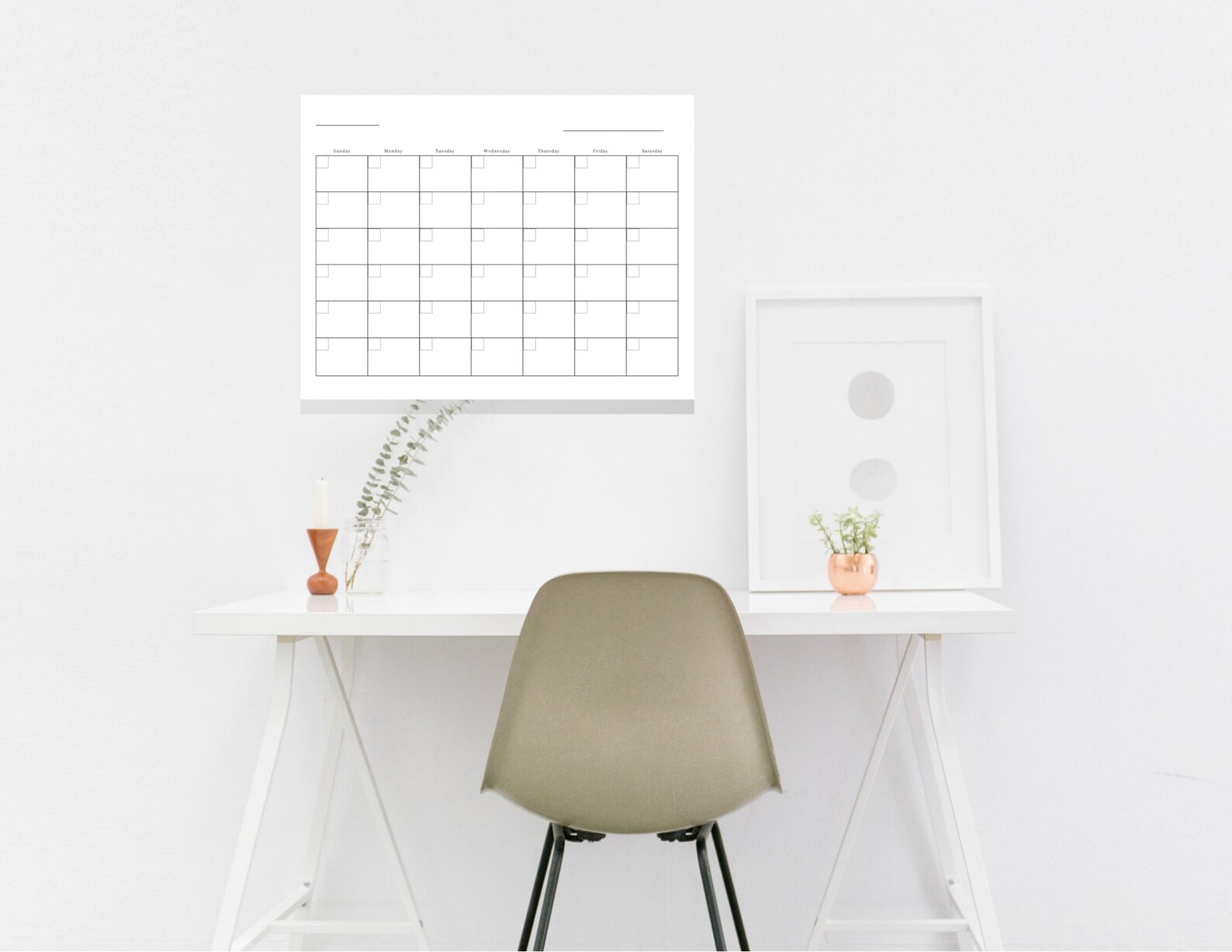 Blank Minimalistic Calendar Page Template (DOWNLOAD) - Etsy